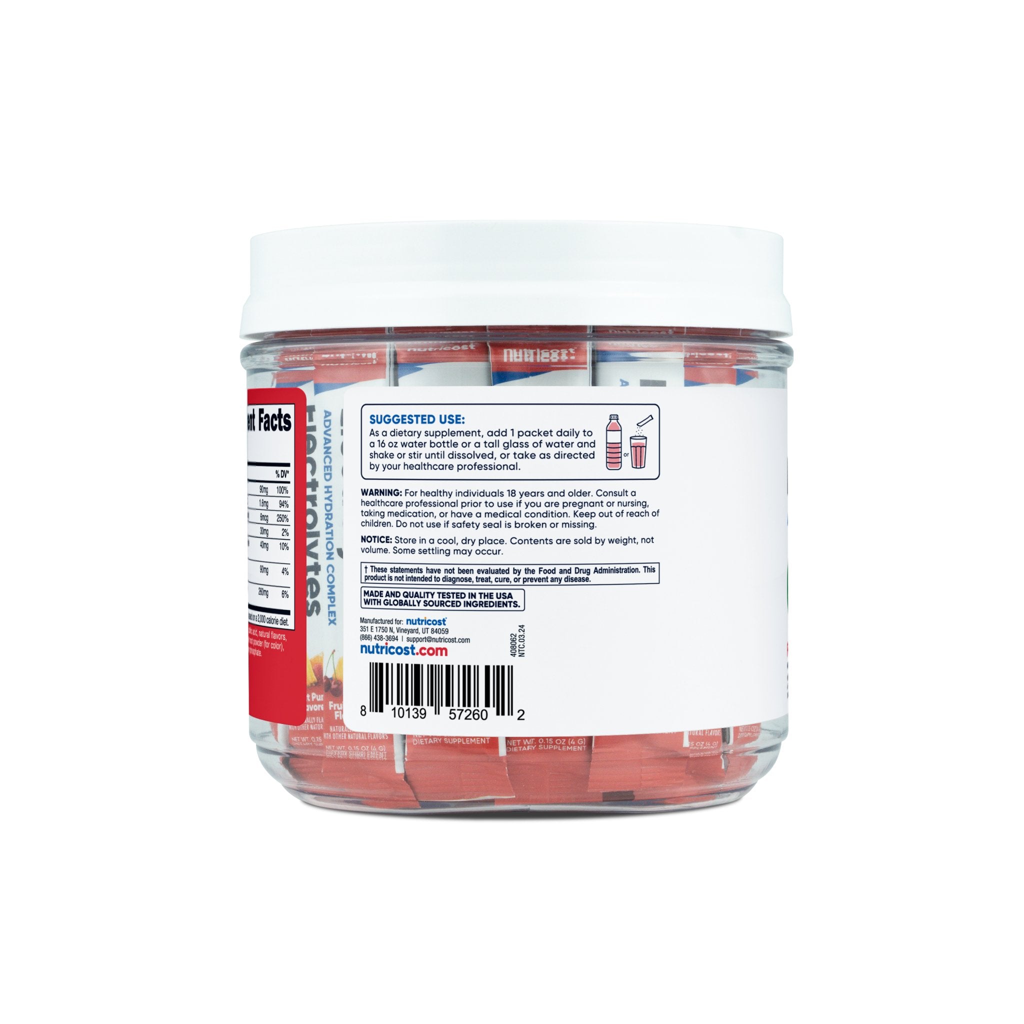 Nutricost Electrolytes Hydration Stick Packs (40 Pack)