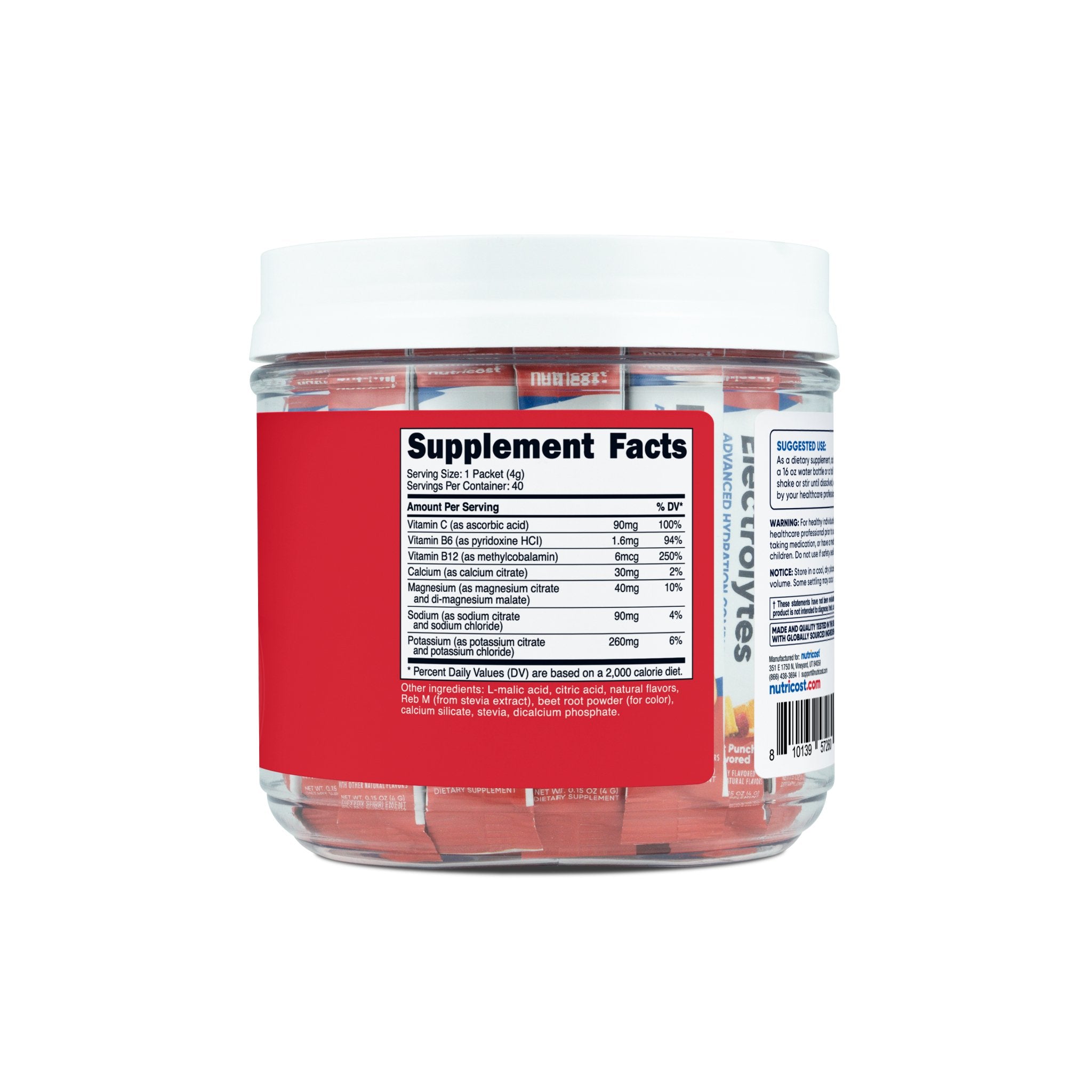 Nutricost Electrolytes Hydration Stick Packs (40 Pack)