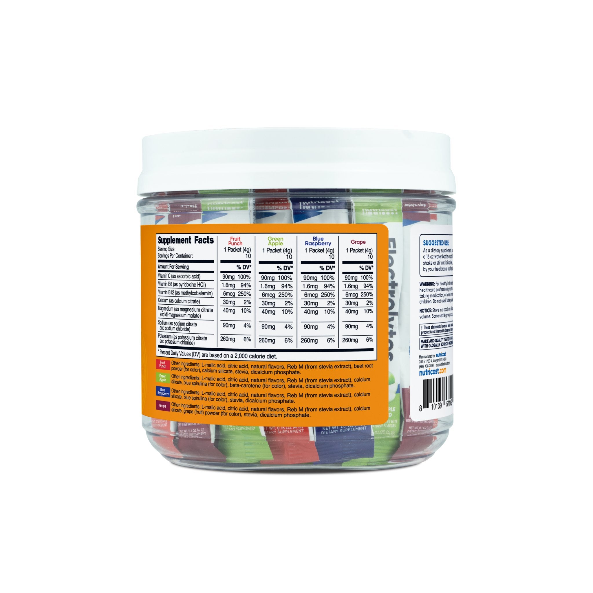 Nutricost Electrolytes Hydration Stick Packs (40 Pack)